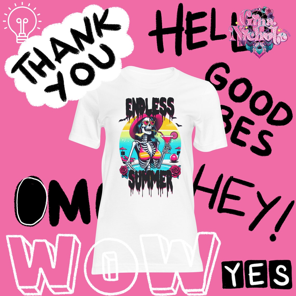 Spooky Summer Skeleton Bikini Digital Art Retro Summer PNG File Overlay ...