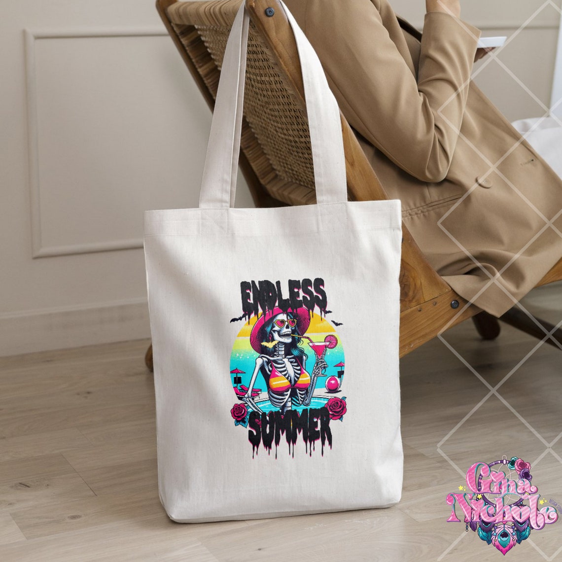 Spooky Summer Skeleton Bikini Digital Art Retro Summer PNG File Overlay ...