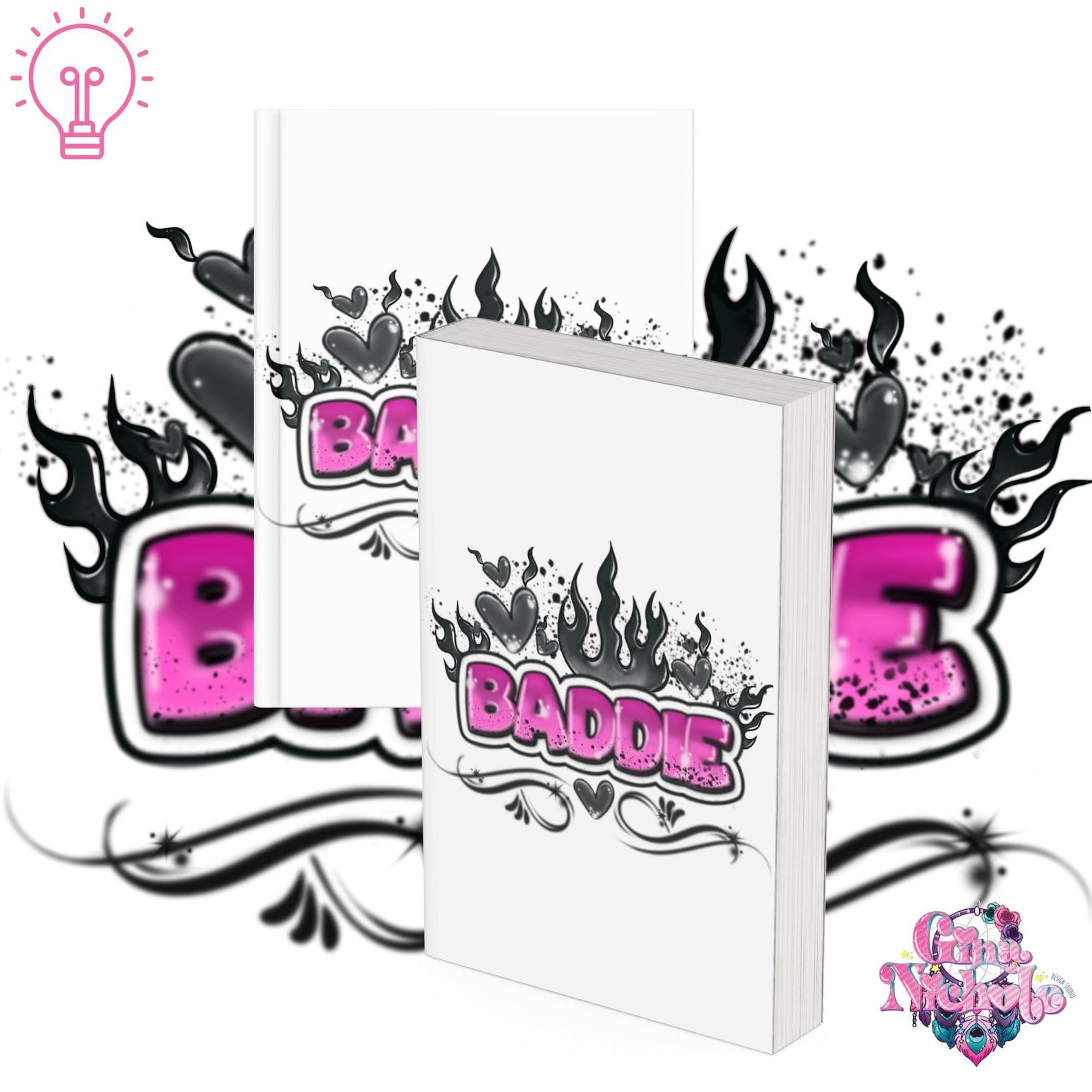 Baddie Airbrush PNG: Black Flame Graffiti Clipart (digital Download ...