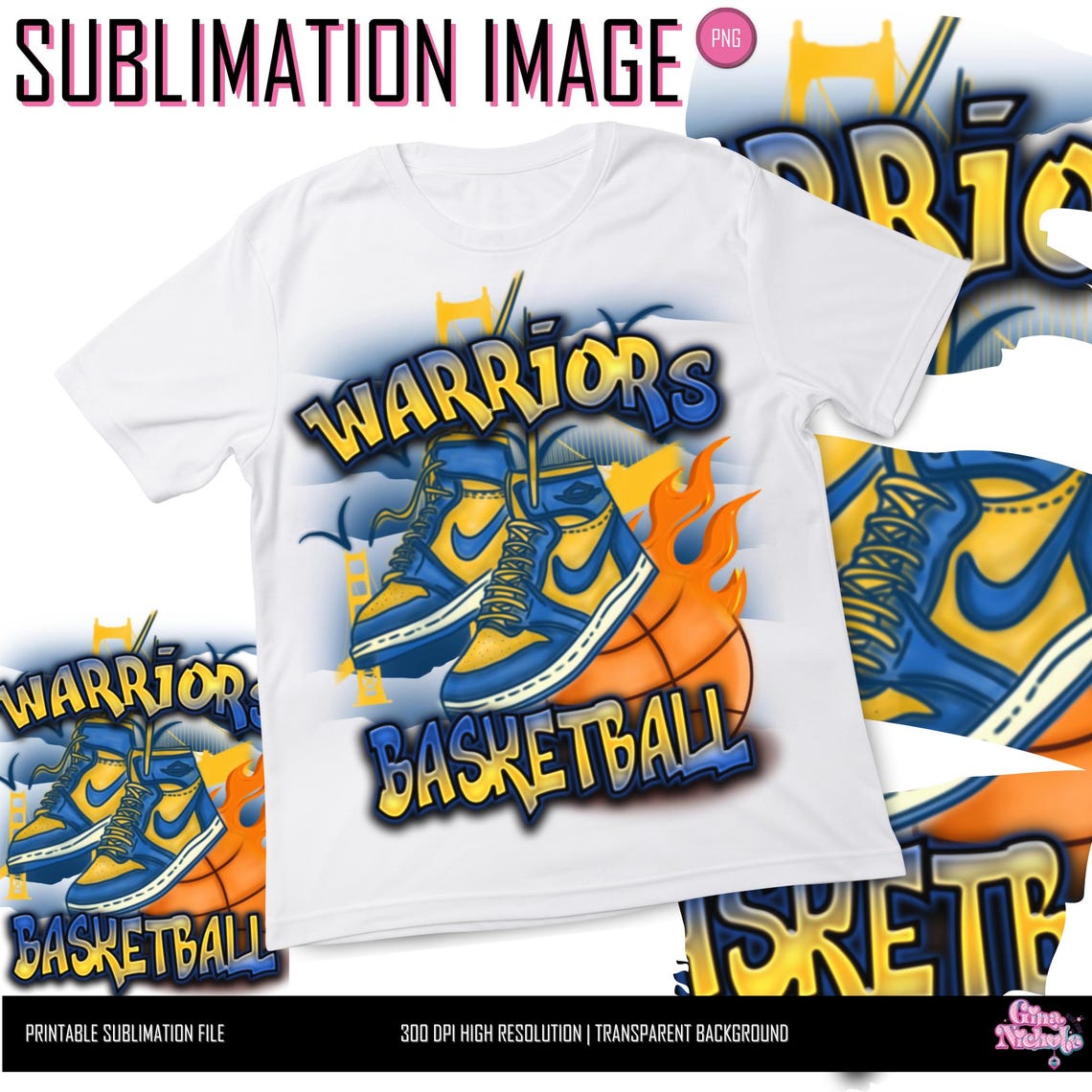 Airbrush PNG, Warriors Basketball T-shirt Design Airbrushing, Sports ...