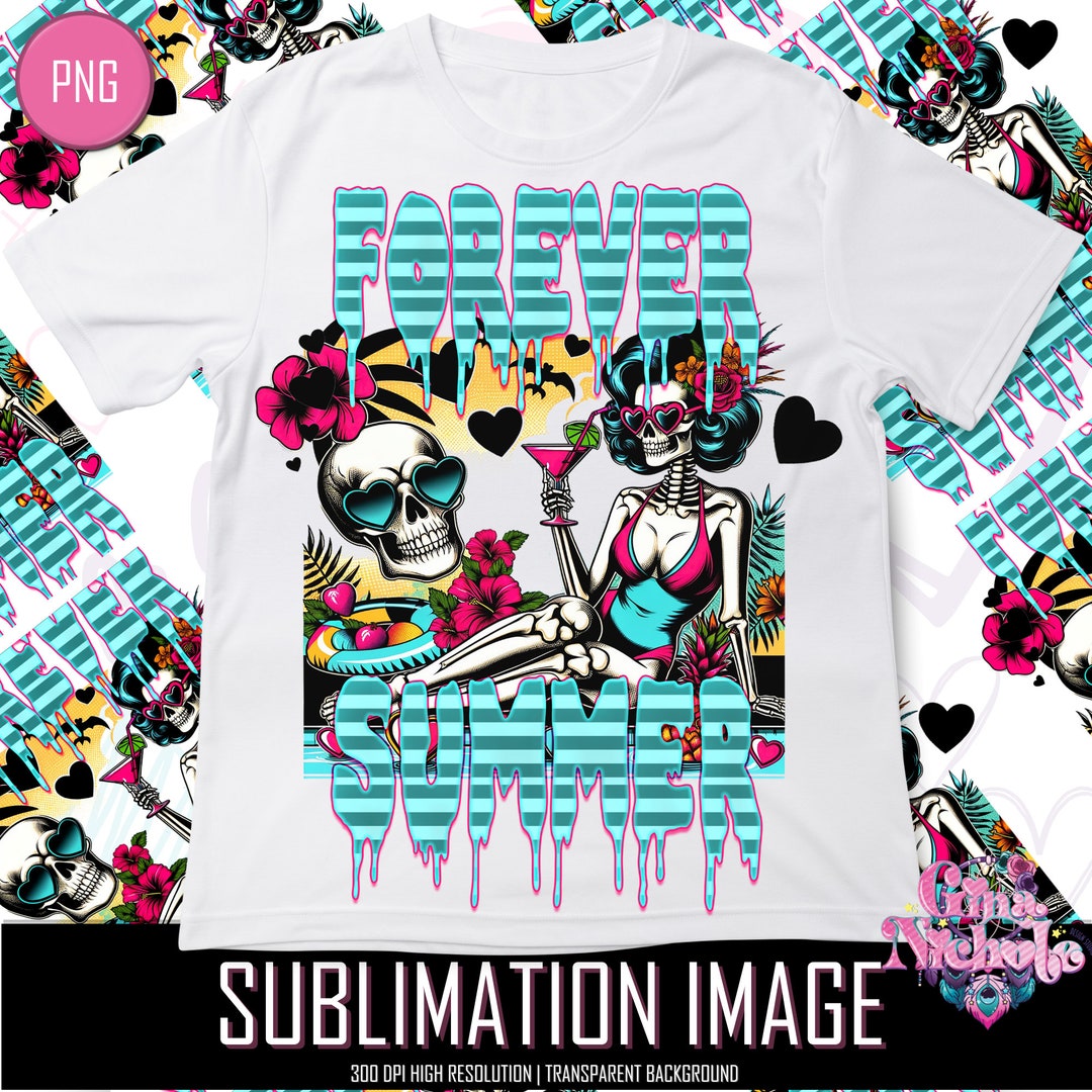 Spooky Summer Skeleton Bikini Digital Art Retro Forever Summer PNG File ...