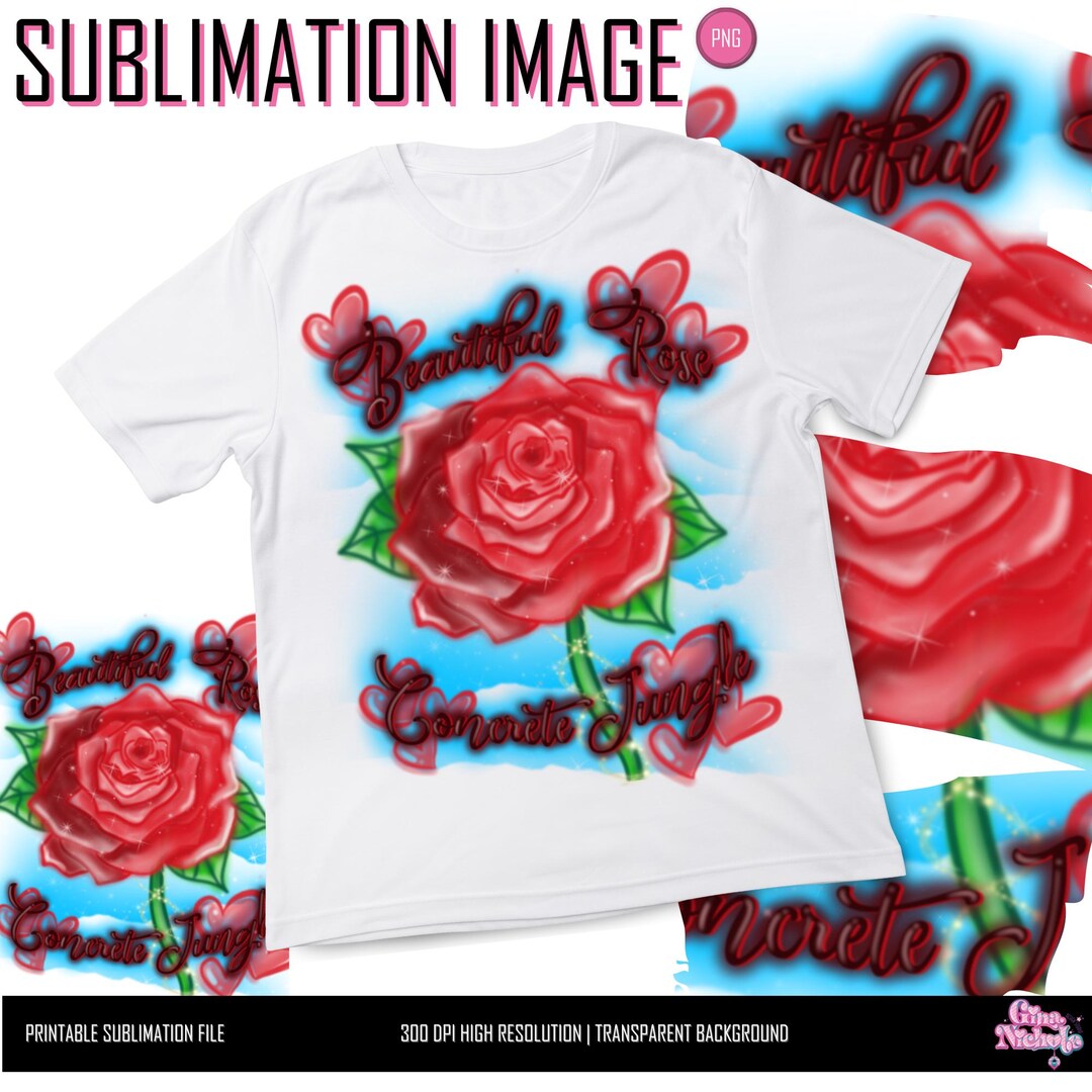 Airbrush Rose PNG: T-shirt Sublimation Design (digital Download) - Etsy