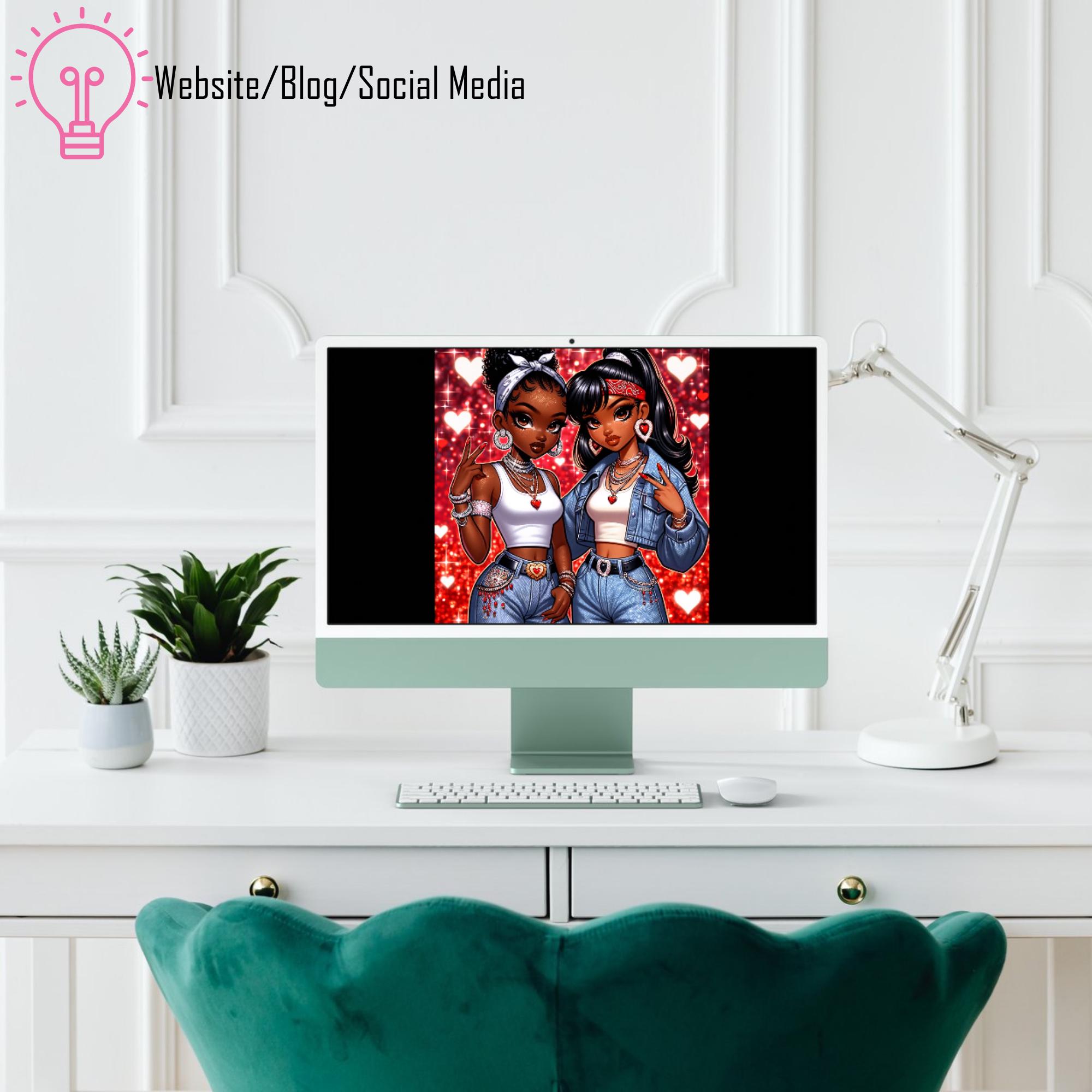 Girl Gang Multicultural, African American Best Friends Clipart Bundle ...