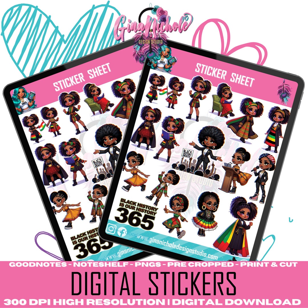 Black History Women Sticker Sheet: Empowering PNG Clipart (digital ...