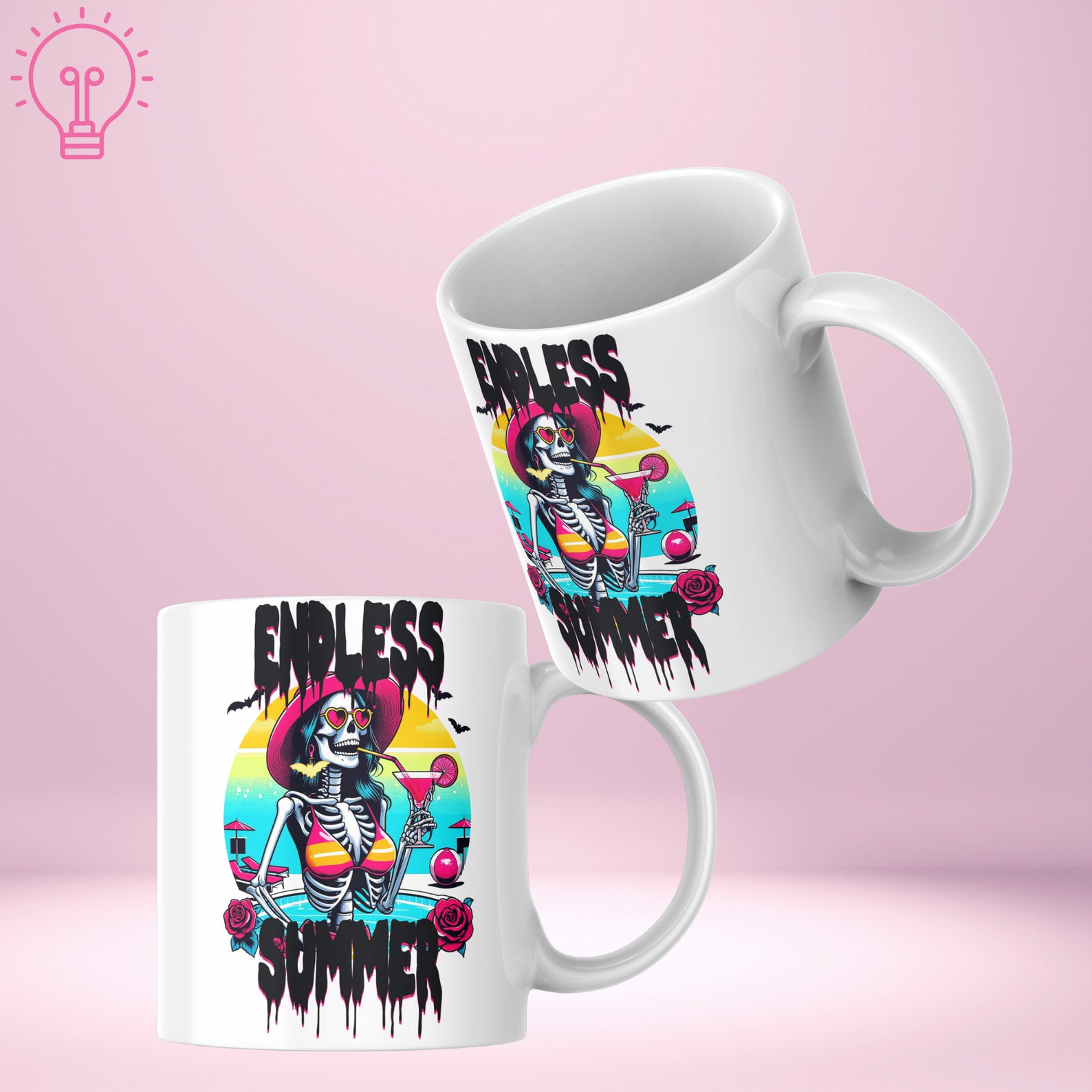 Spooky Summer Skeleton Bikini Digital Art Retro Summer PNG File Overlay ...