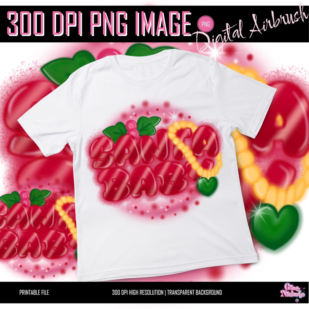 Santa Baby Airbrush PNG, Christmas Shirt Design, Black Girl Holiday ...