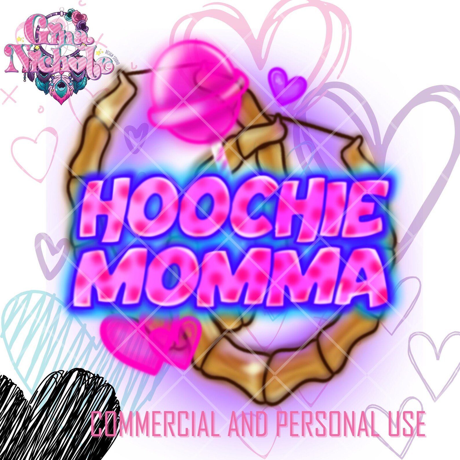 Airbrush PNG, Hoochie Momma With Bamboo Hoops, 90's T-shirt Airbrushing ...