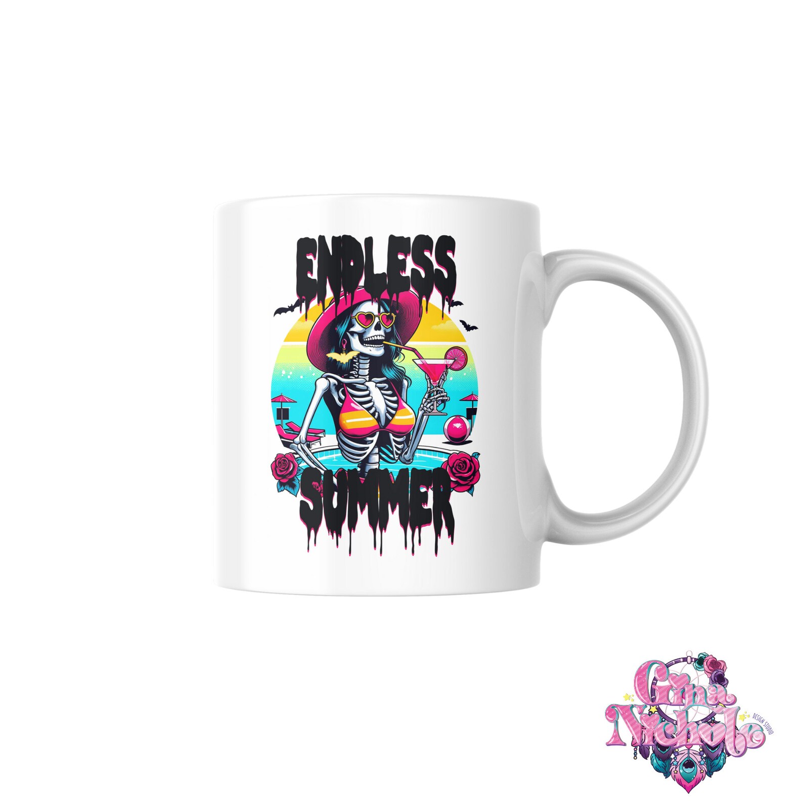 Spooky Summer Skeleton Bikini Digital Art | Retro Summer PNG File ...