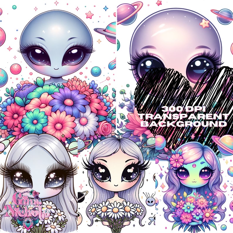 Cute Alien PNG | We Come in Peace Whimsical Clipart Collection ...