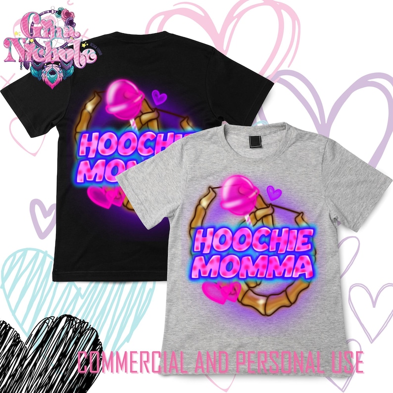 Airbrush PNG, Hoochie Momma With Bamboo Hoops, 90's T-shirt Airbrushing, Digital Airbrush ...