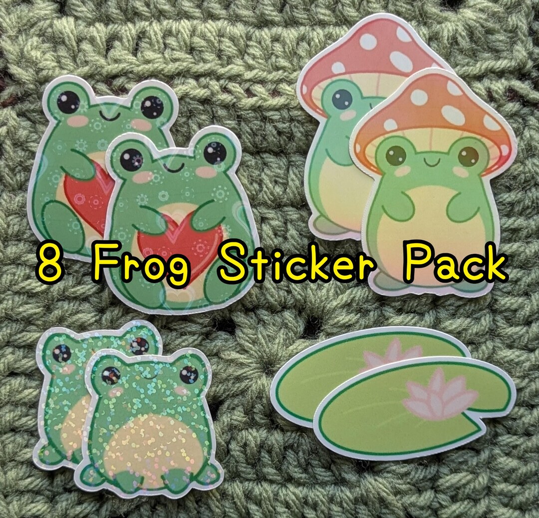 Frog Sticker Pack | 8 Frog Sticker Collector Pack | Kawaii Frog ...