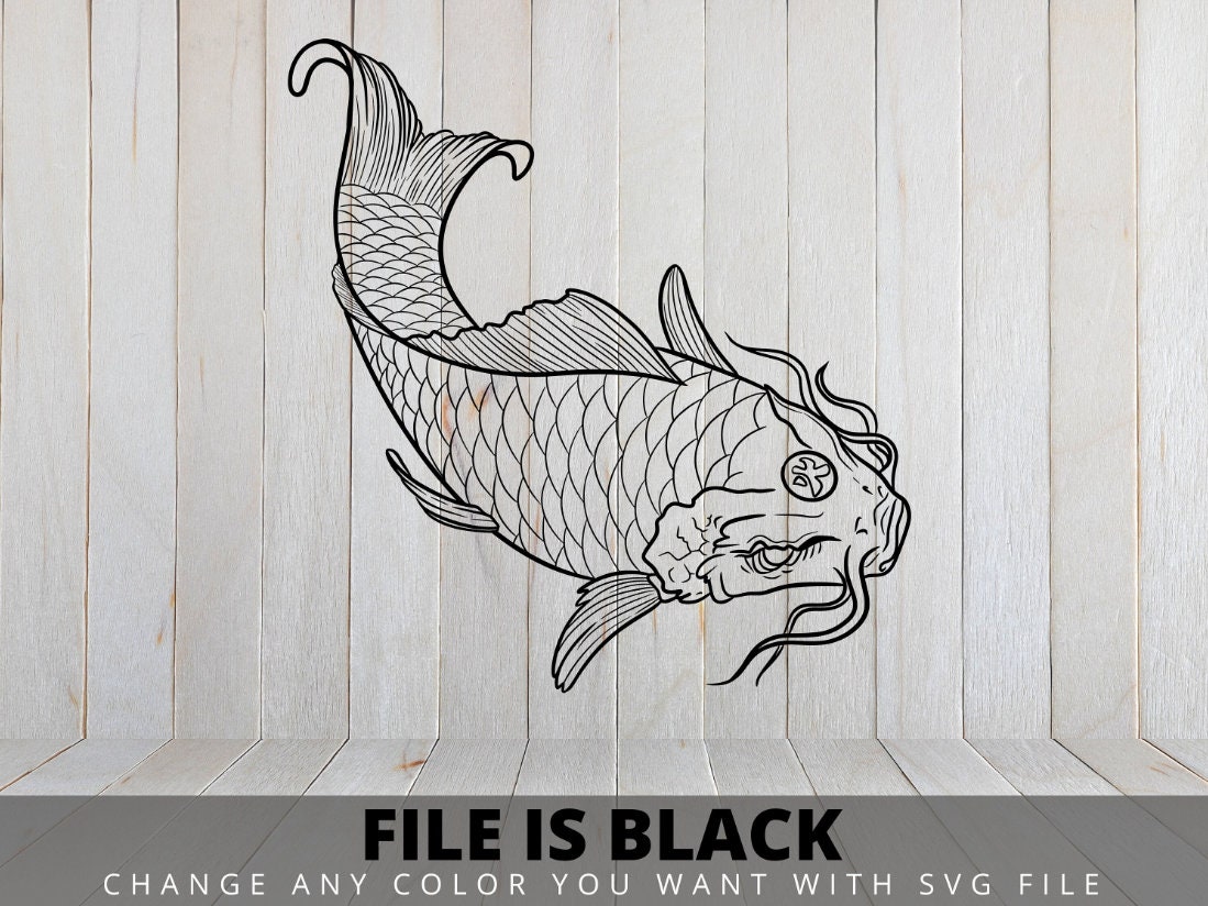 Koi Fish Sticker, Koi Fish SVG, Koi Fish Tattoo, Koi Fish Stencil ...