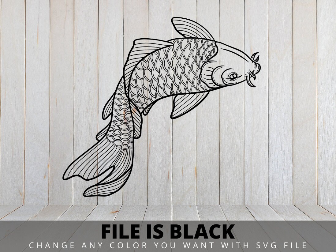 Koi Fish Sticker, Koi Fish SVG, Koi Fish Tattoo, Koi Fish Stencil ...