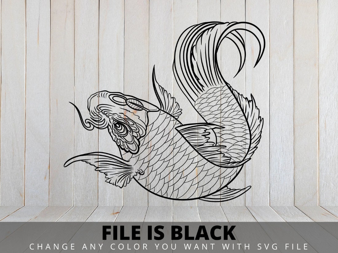 Koi Fish Sticker, Koi Fish SVG, Koi Fish Tattoo, Koi Fish Stencil ...