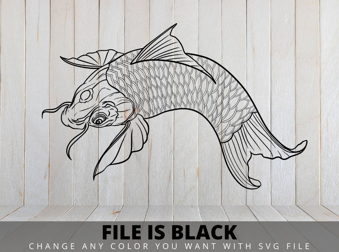 Koi Fish Sticker, Koi Fish SVG, Koi Fish Tattoo, Koi Fish Stencil ...