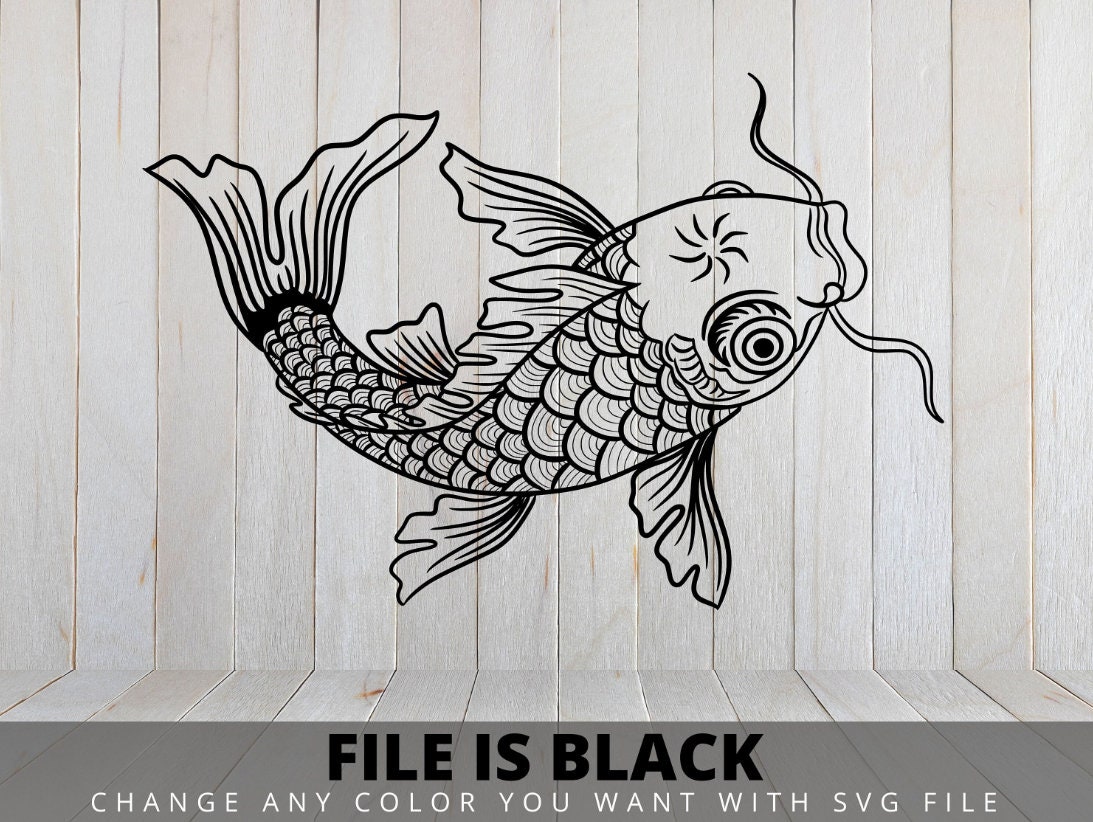 Koi Fish Sticker, Koi Fish SVG, Koi Fish Tattoo, Koi Fish Stencil ...