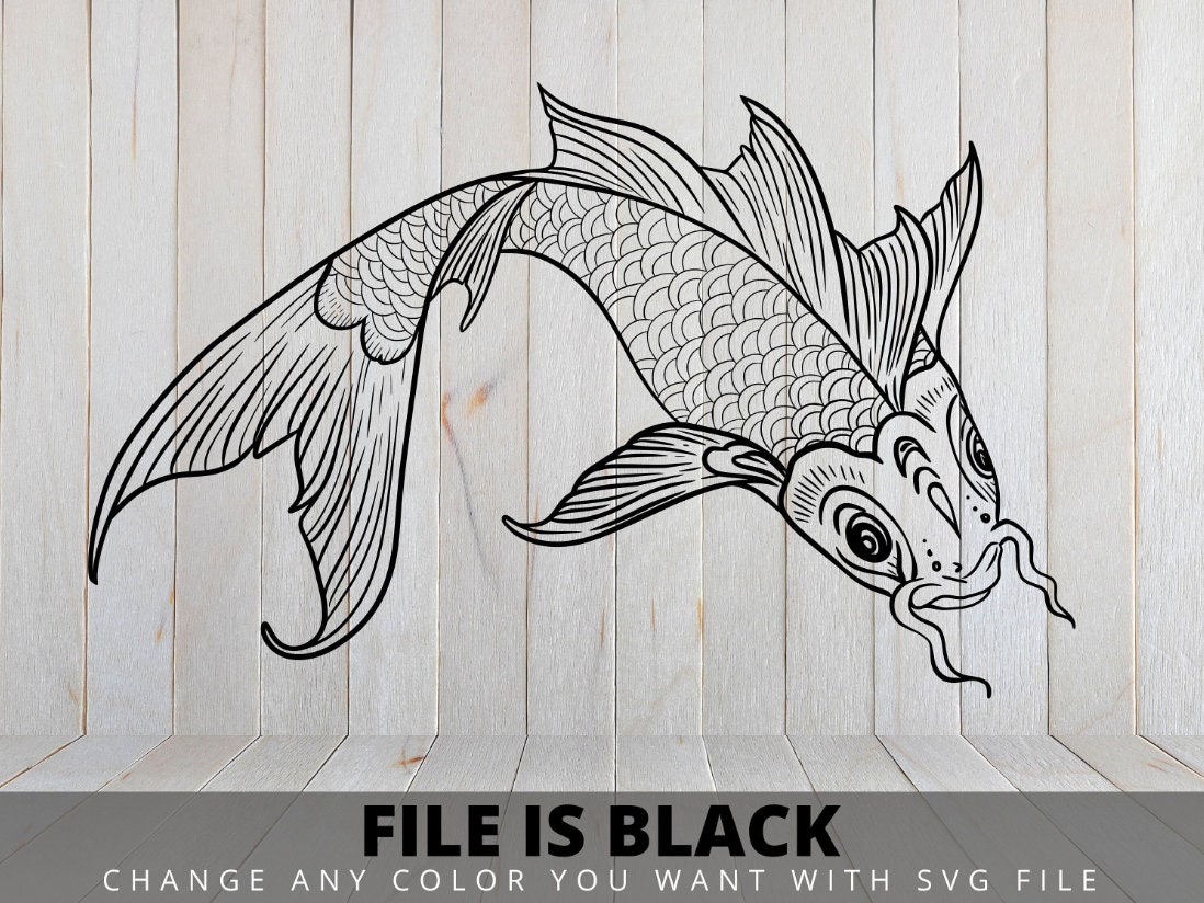 Koi Fish Sticker, Koi Fish SVG, Koi Fish Tattoo, Koi Fish Stencil ...