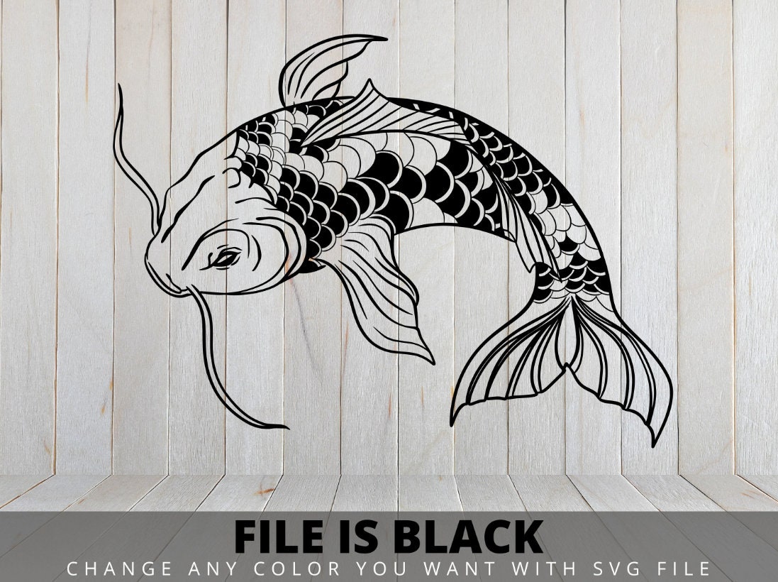 Koi Fish Sticker, Koi Fish SVG, Koi Fish Tattoo, Koi Fish Stencil ...