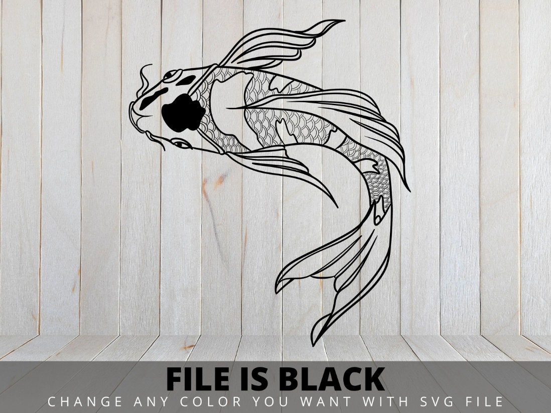 Koi Fish Sticker, Koi Fish SVG, Koi Fish Tattoo, Koi Fish Stencil ...