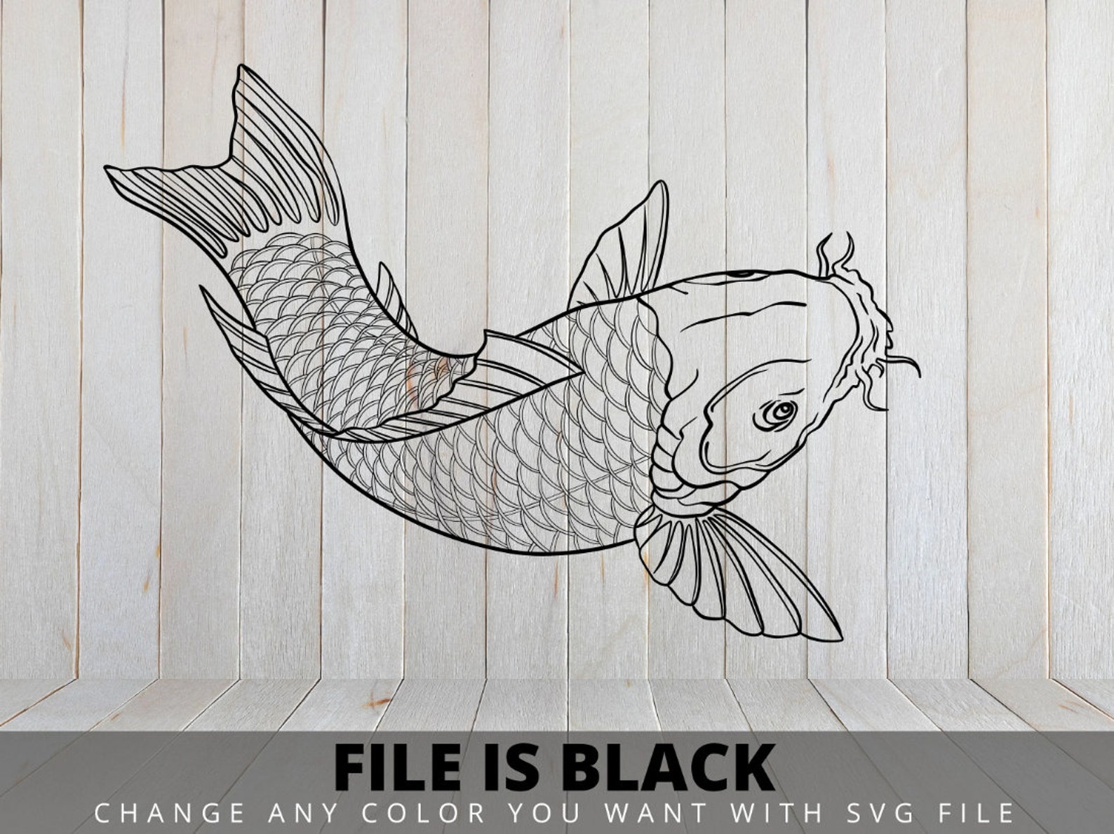 Koi Fish Sticker, Koi Fish SVG, Koi Fish Tattoo, Koi Fish Stencil ...