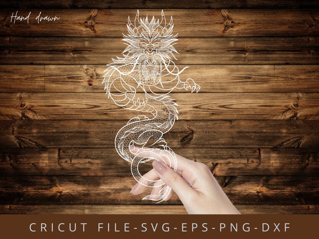 Hand Drawn Dragon SVG, Chinese Dragon Clipart, Tattoo Stencil (digital ...