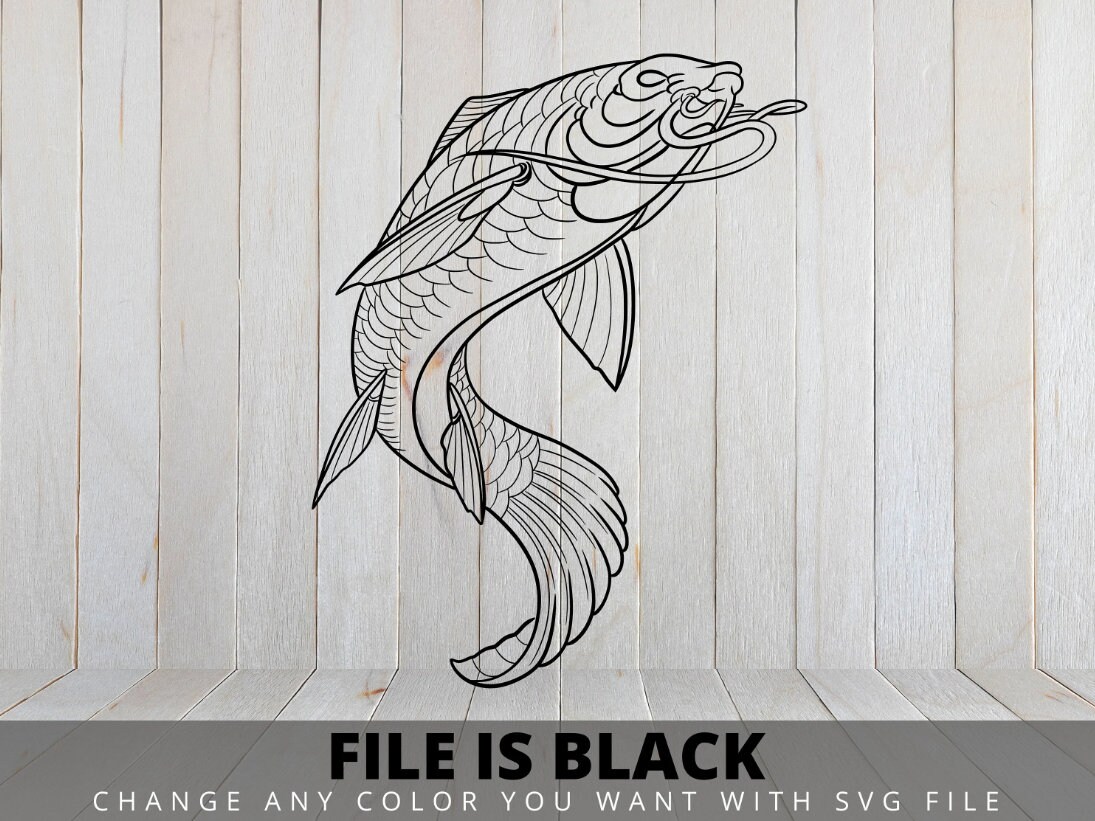 Koi Fish Sticker, Koi Fish SVG, Koi Fish Tattoo, Koi Fish Stencil ...
