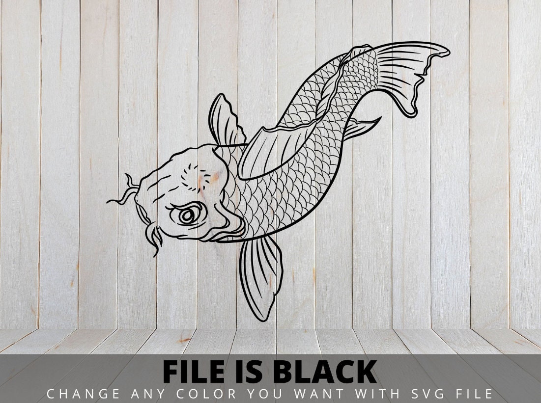 Koi Fish Sticker, Koi Fish SVG, Koi Fish Tattoo, Koi Fish Stencil ...