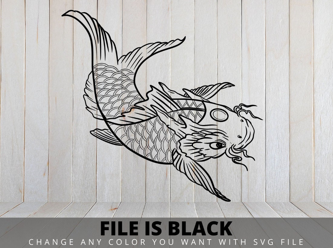 Koi Fish Sticker, Koi Fish SVG, Koi Fish Tattoo, Koi Fish Stencil ...