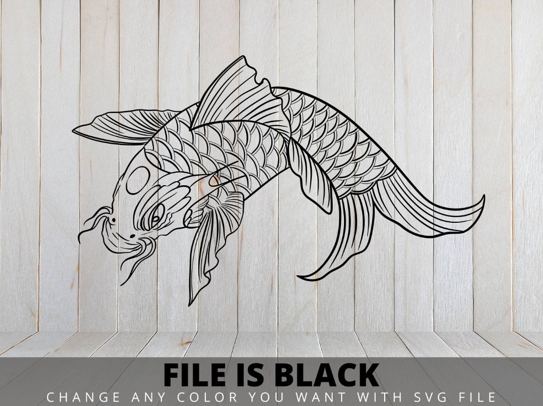Koi Fish Sticker, Koi Fish SVG, Koi Fish Tattoo, Koi Fish Stencil ...