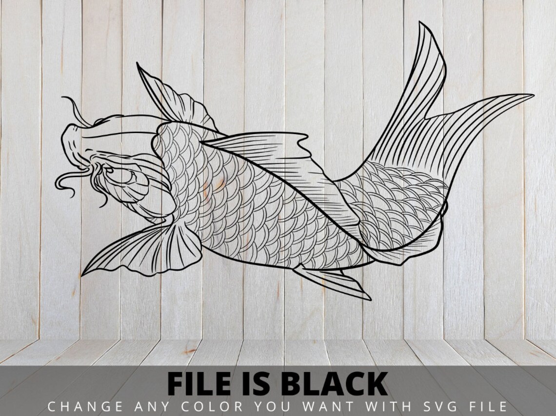 Koi Fish Sticker, Koi Fish SVG, Koi Fish Tattoo, Koi Fish Stencil ...