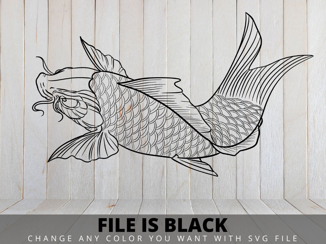 Koi Fish Sticker, Koi Fish SVG, Koi Fish Tattoo, Koi Fish Stencil ...