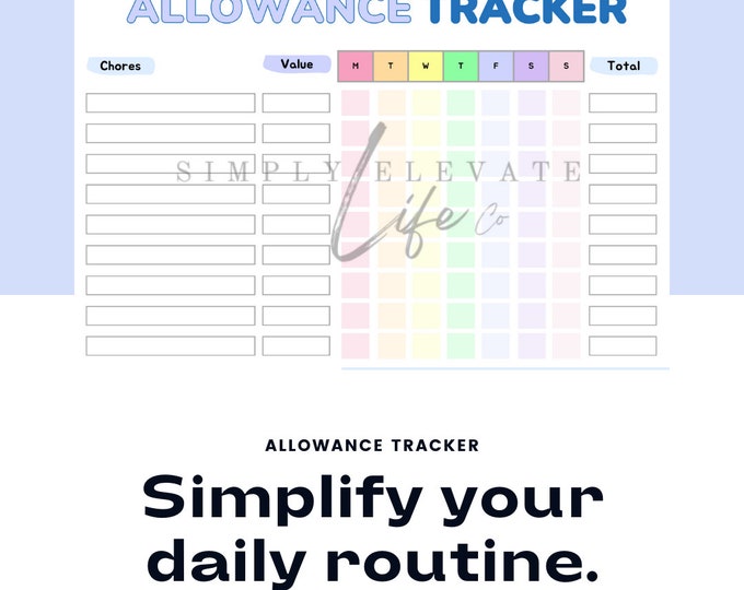 Google Allowance Chore Chart, Chore Chart for Kids, Family Allowance ...