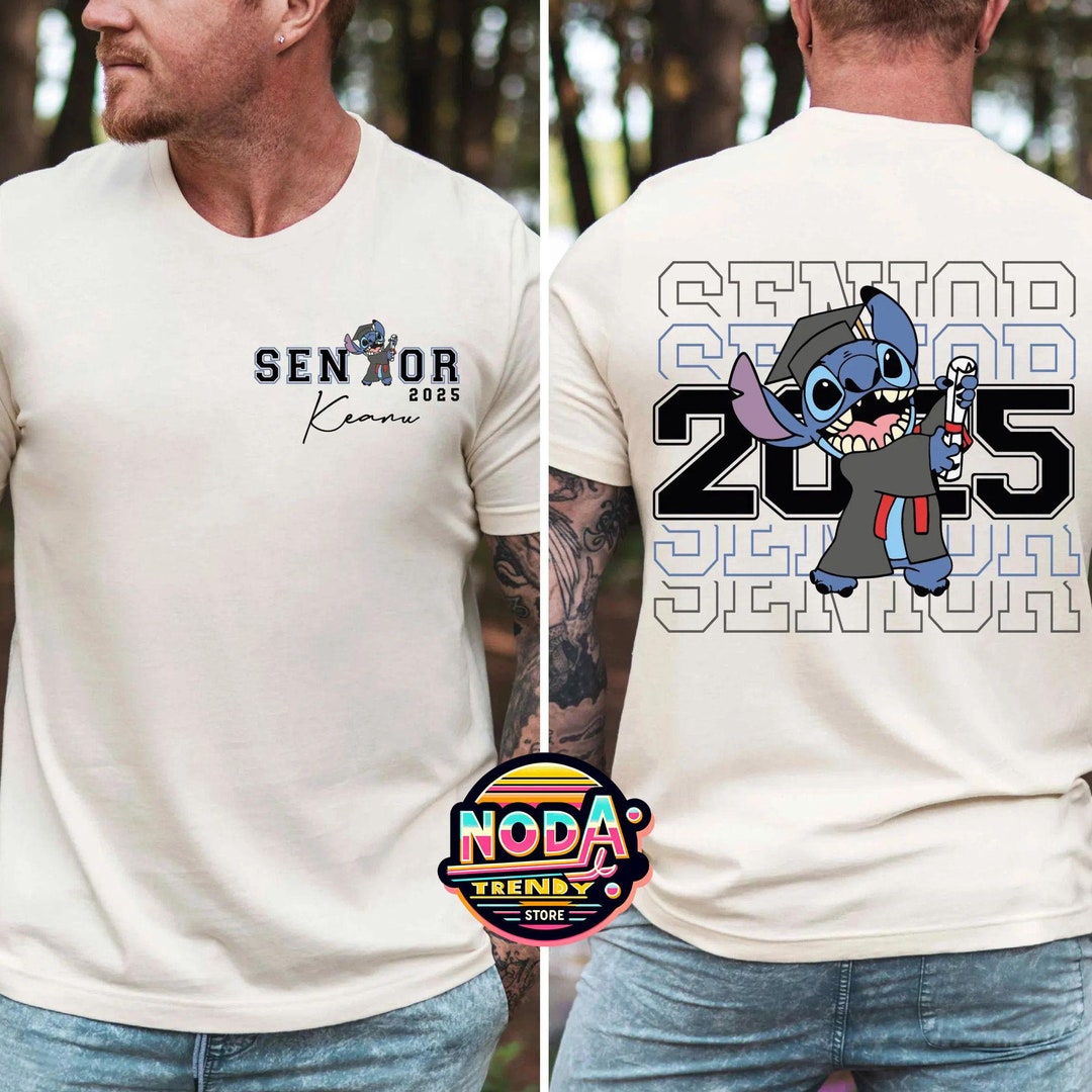 Disney Stitch Senior 2025 Custom Graduate T-shirt, Senior Squad Tee ...