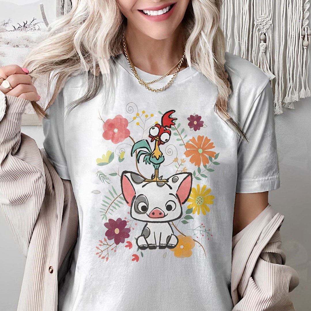 Retro Disney Moana Hei Hei and Pua Floral Shirt, Walt Disney World T ...