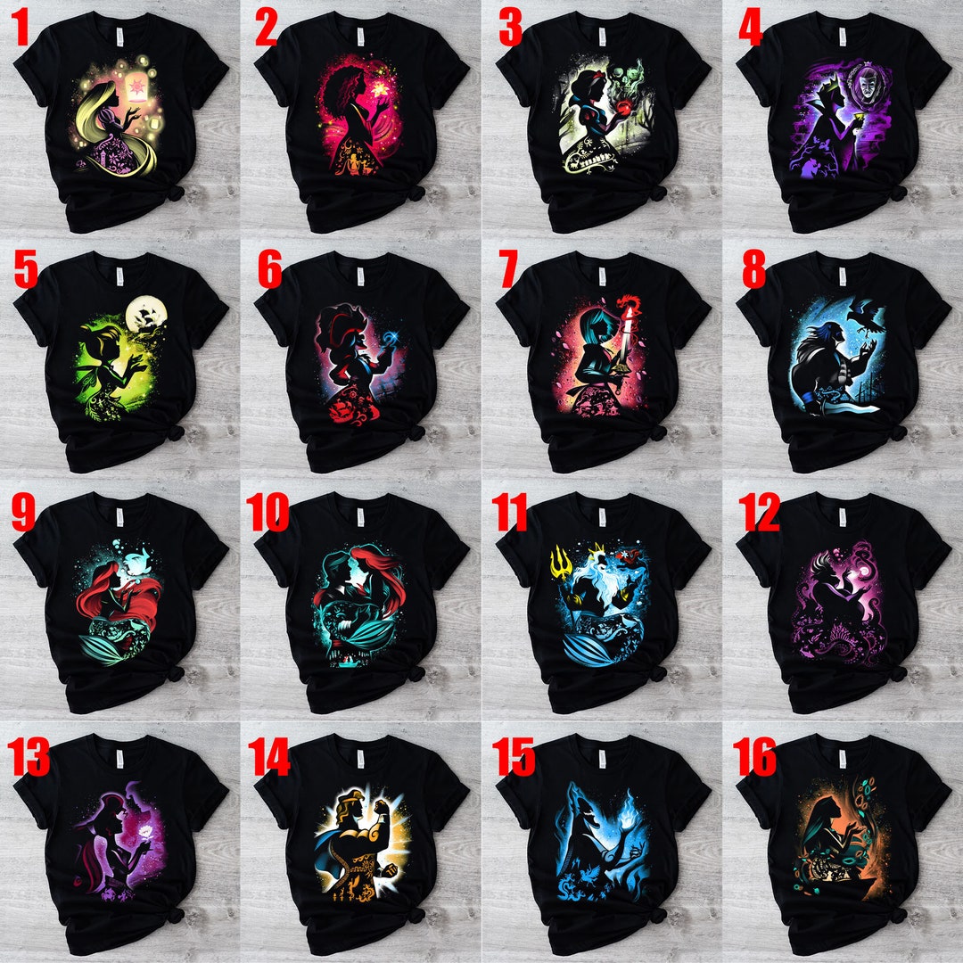 Retro Disney Characters Group Silhouette Portrait Shirt, Walt Disney ...