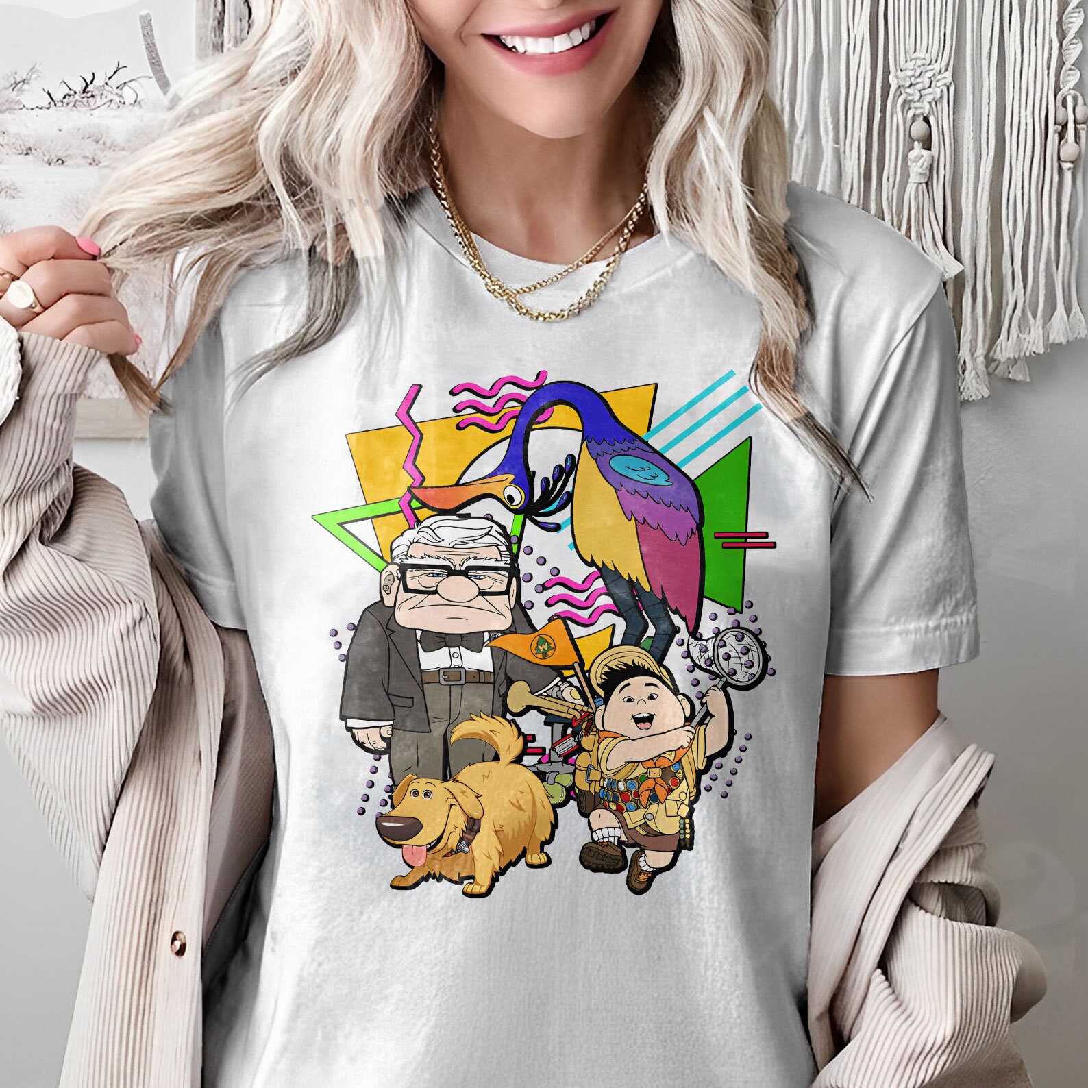 Retro Disney Pixar up Characters Shirt, Carl Russell T-shirt, Kelvin ...