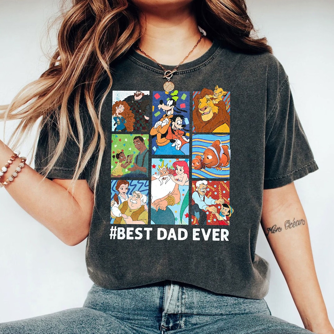 Retro Disney Character Best Dad Ever Shirt, Mufasa, Marlin, Maurice ...