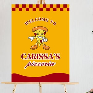 Editable Pizza Party Welcome Sign Pizza Birthday Decorations Pizza ...