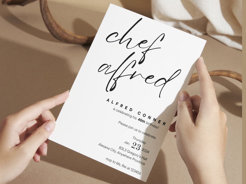 Chef Invitation Template - Party - Editable in Canva - Social Media ...