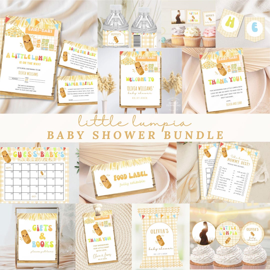 Editable Filipino Baby Shower Bundle, Lumpia is on the Way Invitation ...