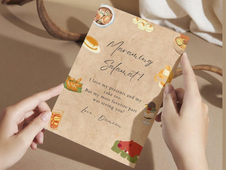 Filipino Birthday Thank You Card, Filipino Foods Printable Card ...