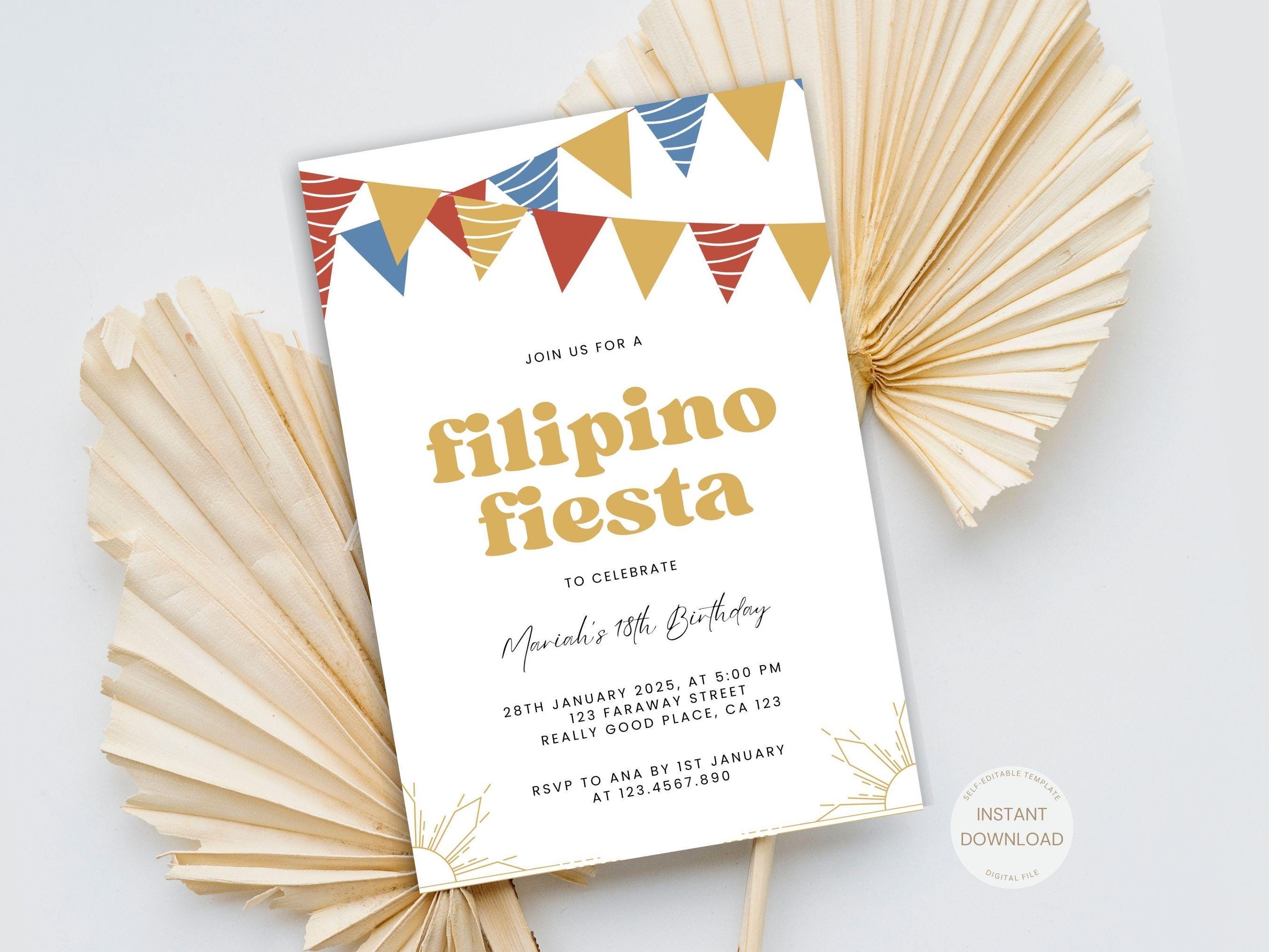 Filipino Fiesta Editable Invitation | Filipino Birthday | Pistang Pinoy ...