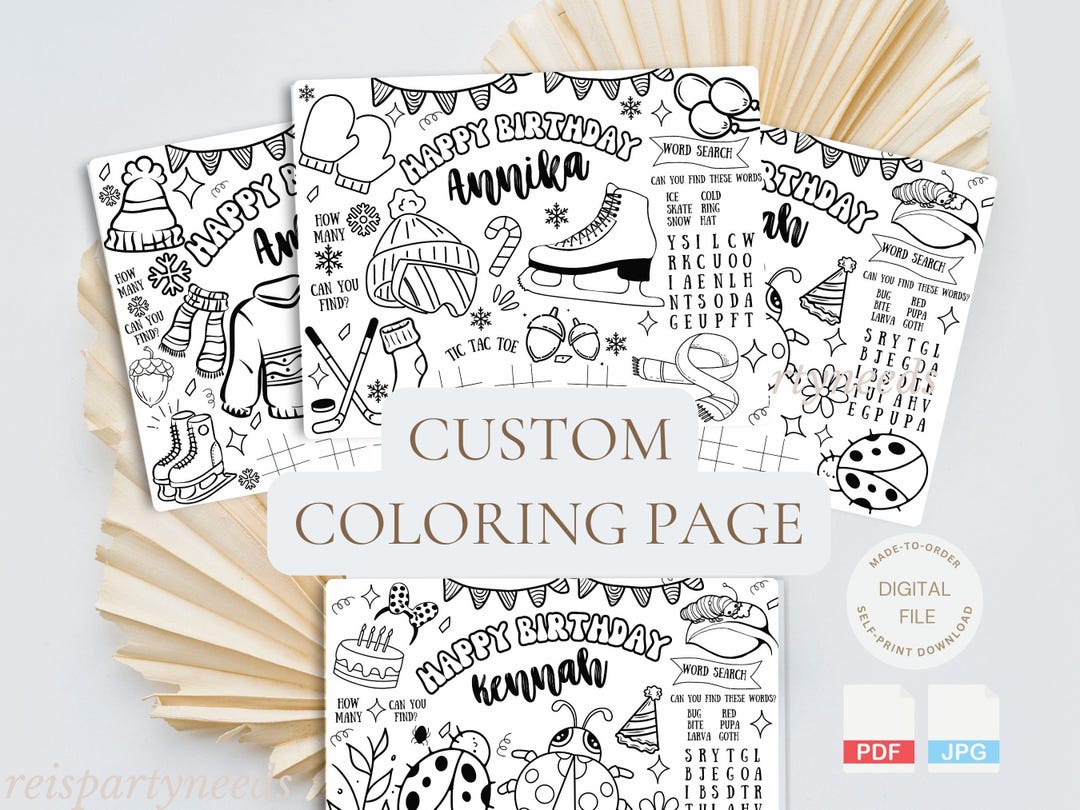 Custom Coloring Page, for Kids, for Birthday, for Wedding, for Any ...