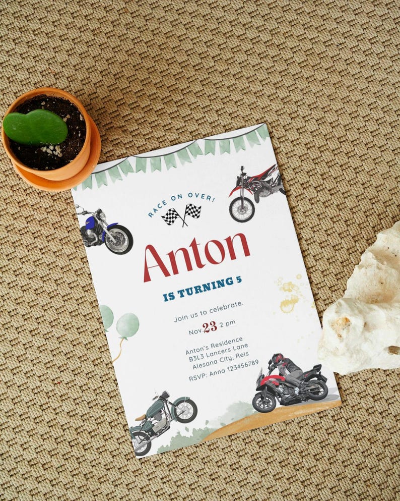 Editable Dirt Bike Birthday Invitation, Motocross Racing Template, Dirt ...
