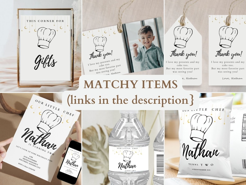 Little Chef Party Favors Thank You Tag Minimalist Aesthetic Chef Themed ...