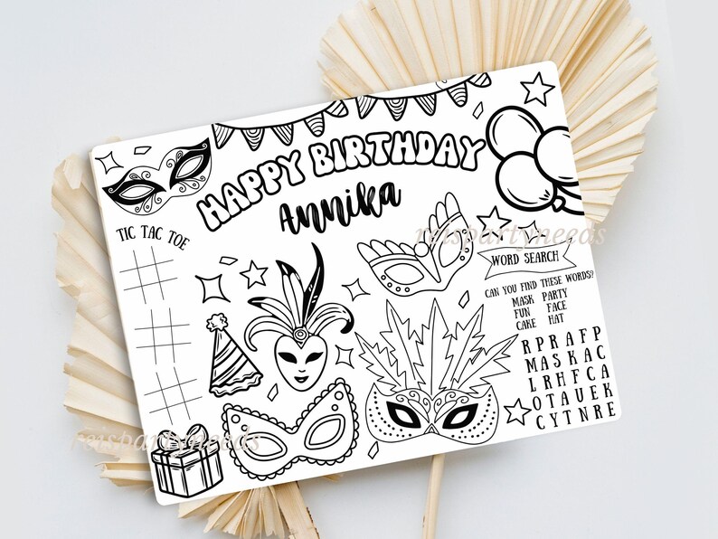 Masquerade Masks Coloring Page, Printable Masquerade Birthday Party ...