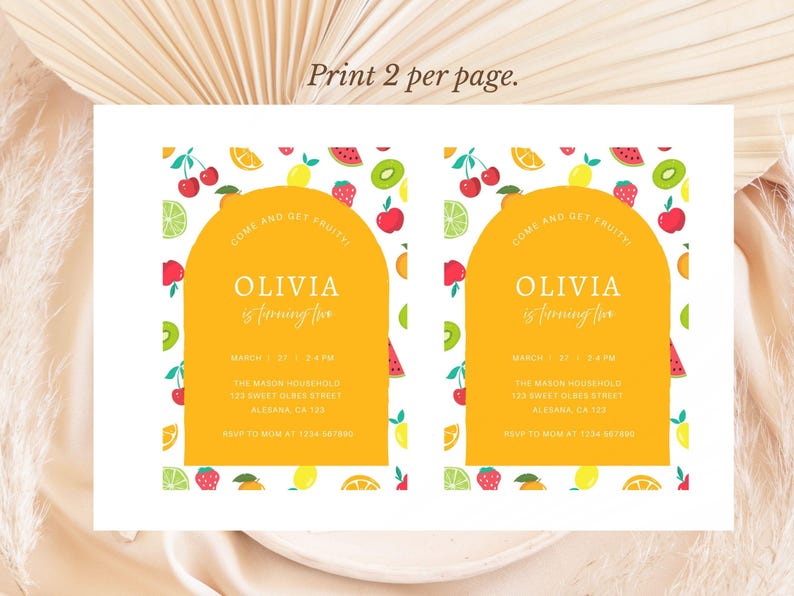 Orange Tutti Frutti Birthday Invitation, Cute Fruits Birthday Party ...