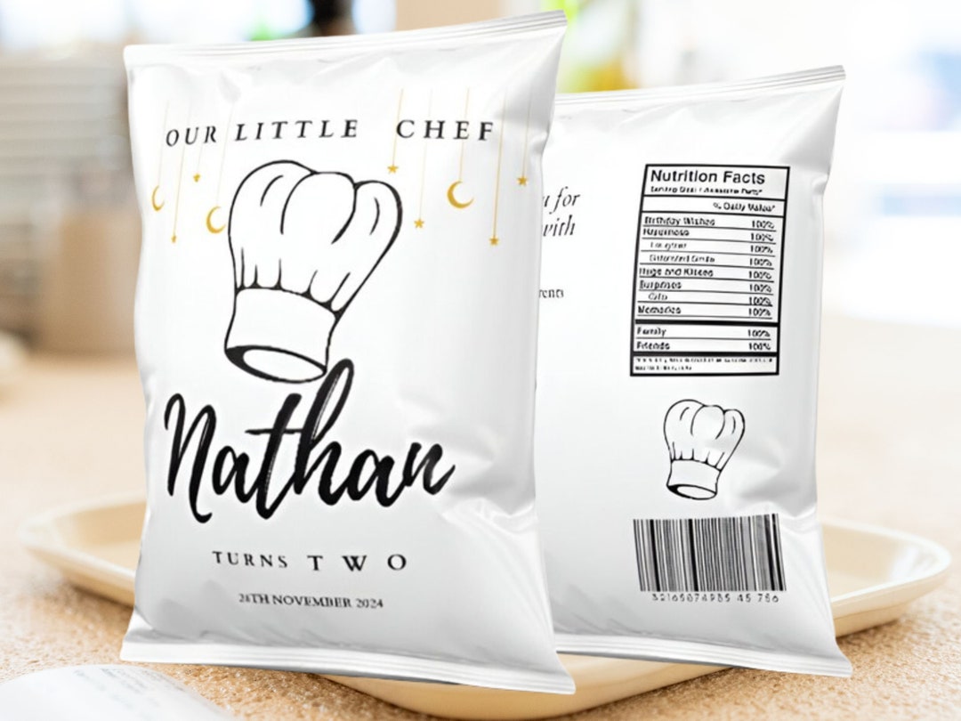 Little Chef Birthday Chip Bag Little Chef Birthday Cute Chip Bag Chef ...
