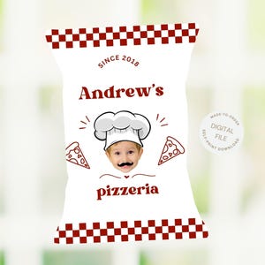 Checkered Pizza Chip Bag Box Custom Face Printable White Red Pizza ...