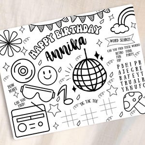 Personalized Groovy Coloring Pages, Retro Birthday Party Coloring ...